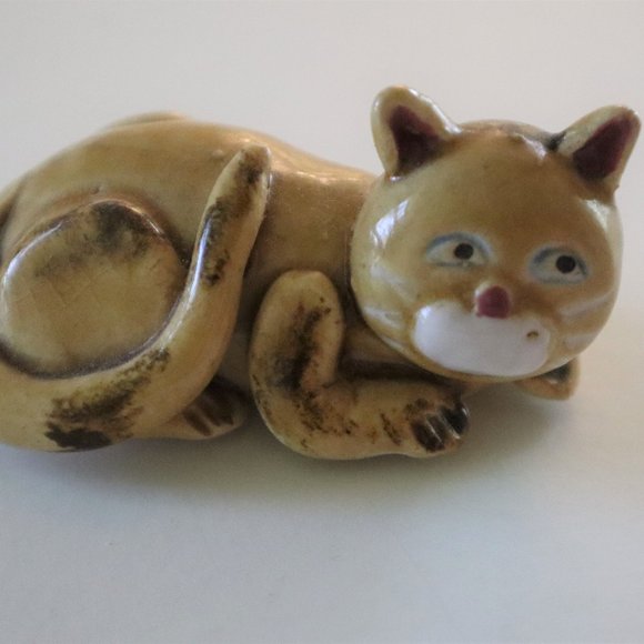 Source Unknown | Accents | Vintage Light Brown Clay Cat Figurine With ...